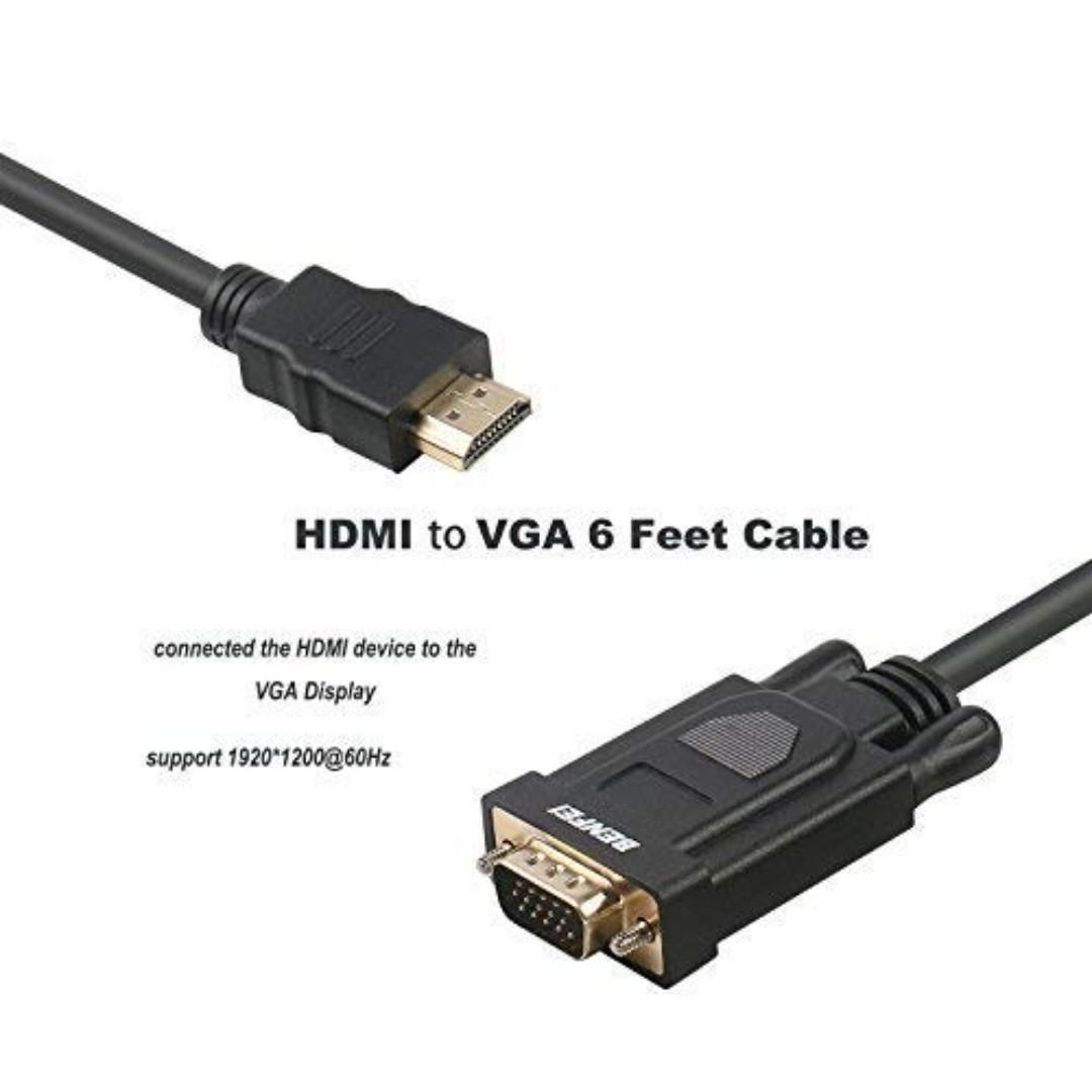 HDMI to VGA, Benfei Gold-Plated HDMI to VGA 6 Feet Cable (Male to Male), Computers & Tech, Parts ...