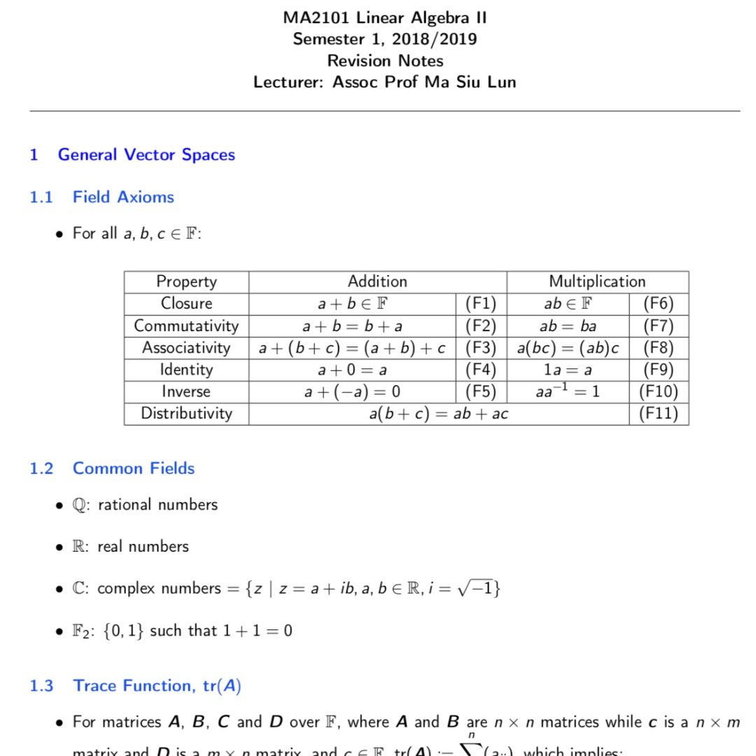 MA2101 Linear Algebra II Materials, Hobbies & Toys, Books & Magazines ...