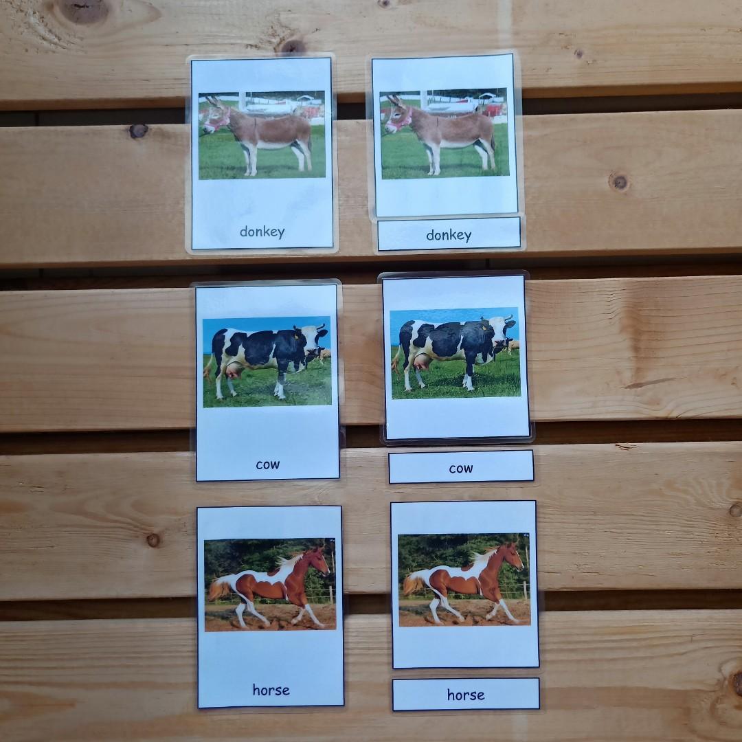 Montessori 3 Part Cards - Matching Farm Animals Gift Present, Hobbies ...