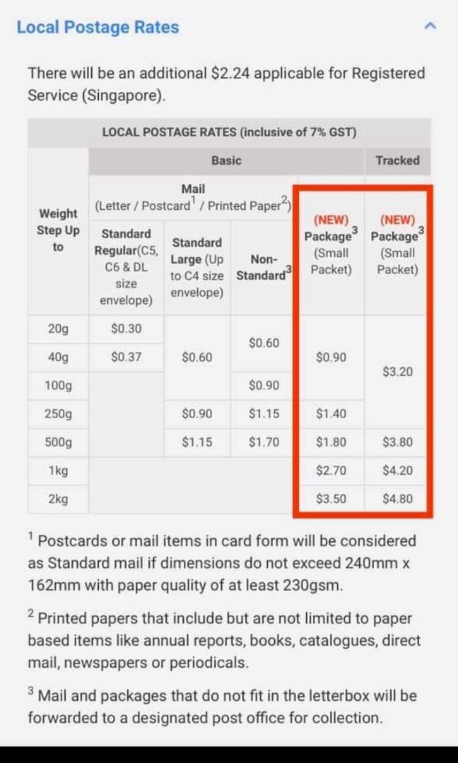 Singpost rates, Everything Else on Carousell