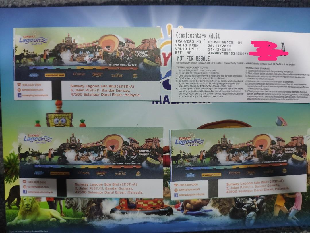 Sunway Lagoon Ticket Admission All Park 4 Tickets, Tickets & Vouchers ...