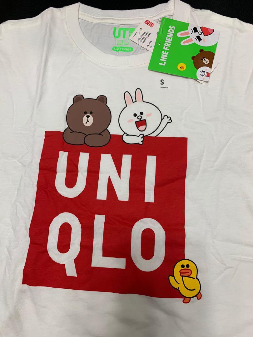 全新 Uniqlo x Line Friends Brown Tee T-Shirt (White), 男裝, 上身及套裝, T-shirt、恤衫、有領衫 - Carousell