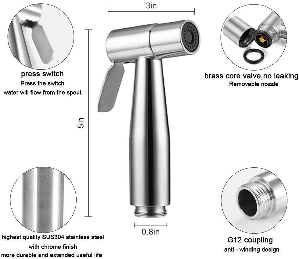 Aizhy Hand Held Bidet Sprayer Stainless Steel Sprayer Shattaf Toilet ...