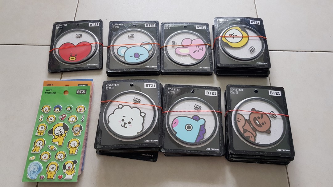 BT21 Coasters BTS KPOP TATA KOYA COOKY CHIMMY SHOOKY MANG RJ, Hobbies ...