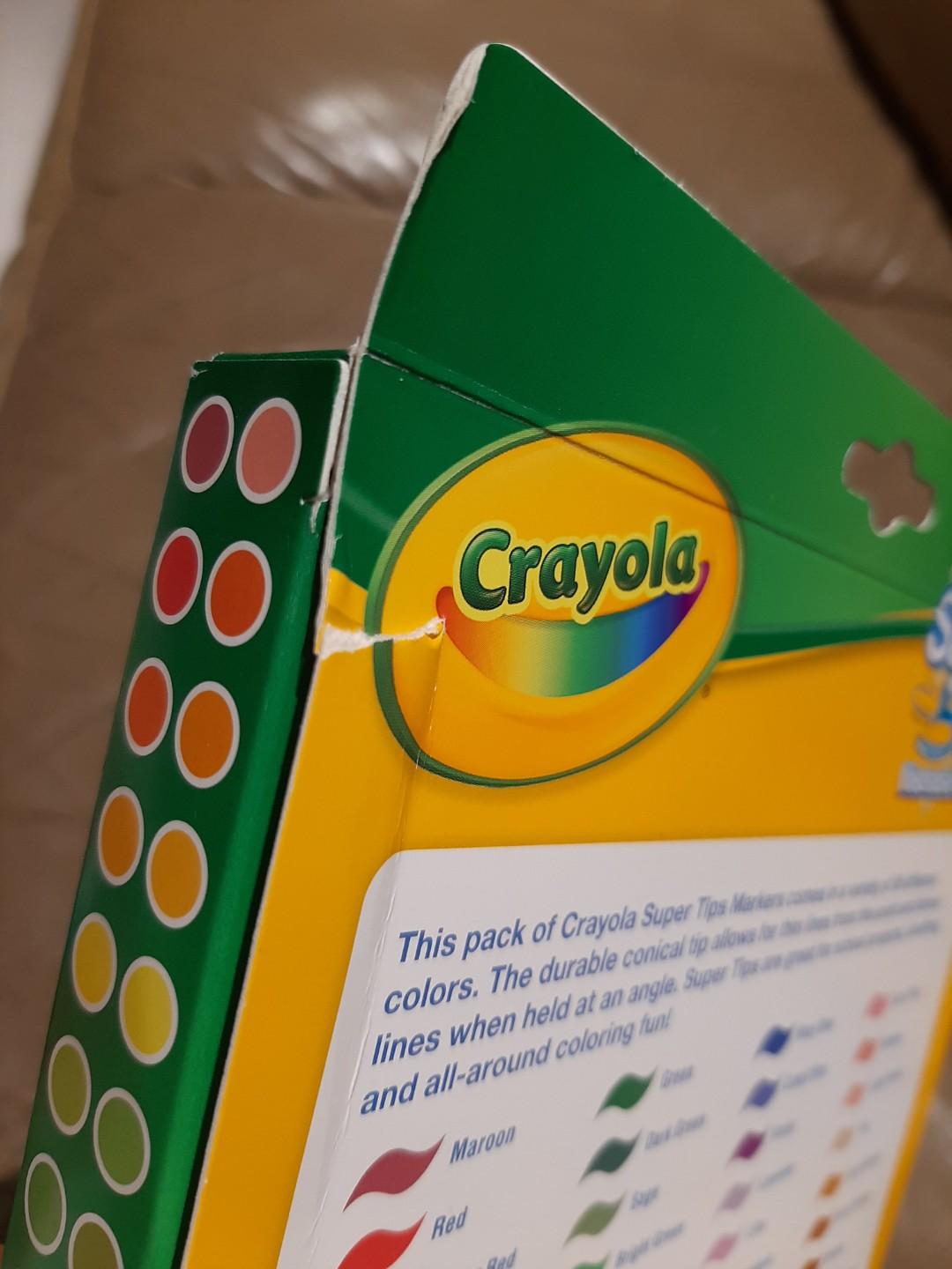 Crayola Supertips Washable Markers (50s) with TEARS on box, Hobbies ...