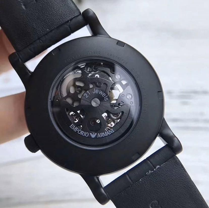 Emporio Armani Meccanico Automatic Black Dial Watch AR60008, Men's ...