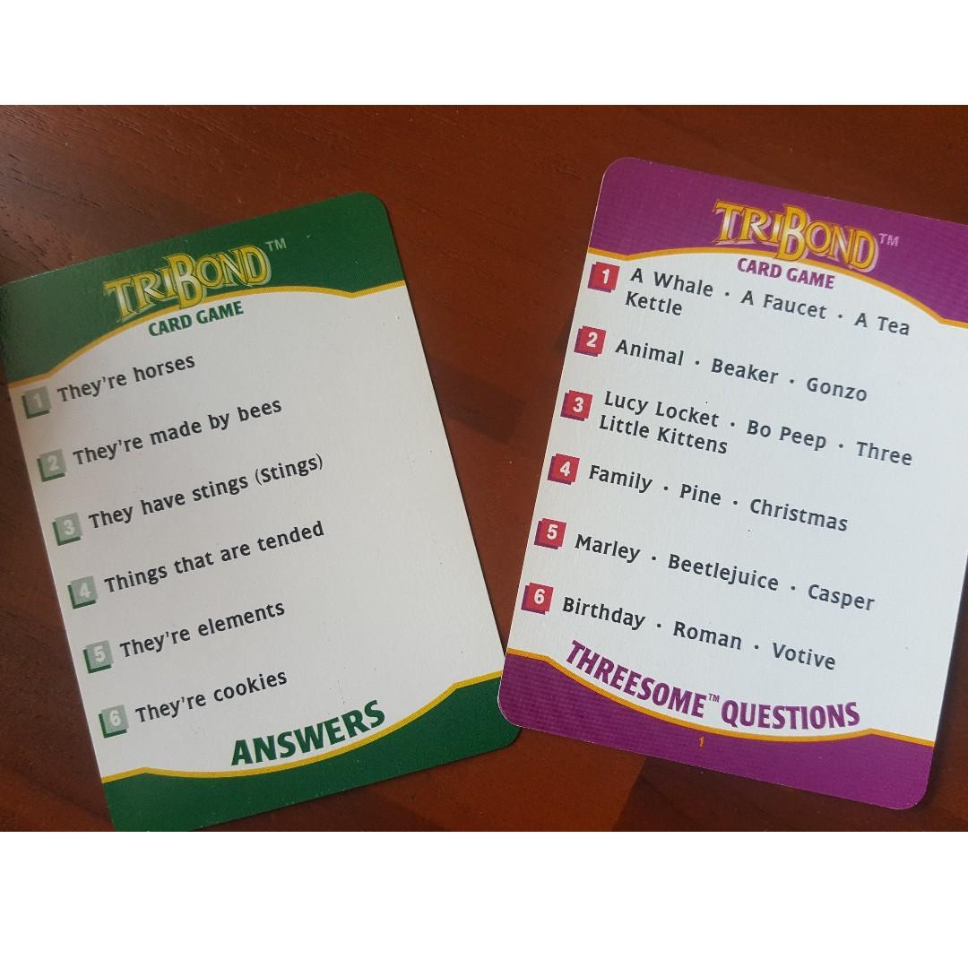 LIKE NEW & >80% off!!! Tribond Card game, Hobbies & Toys, Toys & Games ...