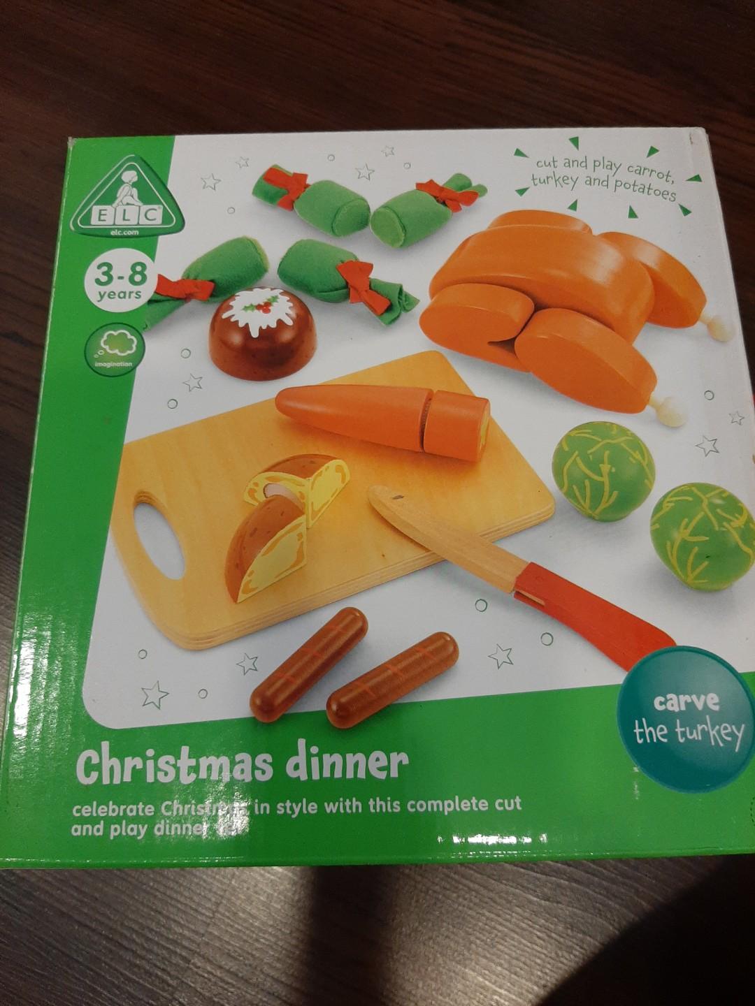 Original ELC wooden cut & play Christmas dinner set, Babies & Kids ...