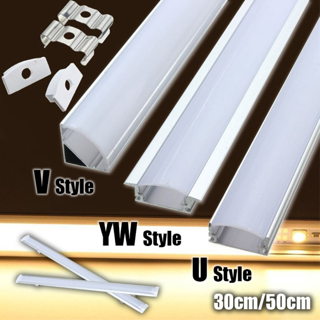 U/V/YW Aluminum LED Strip Light Bar Channel Holder Cover Up To 30/50cm ...