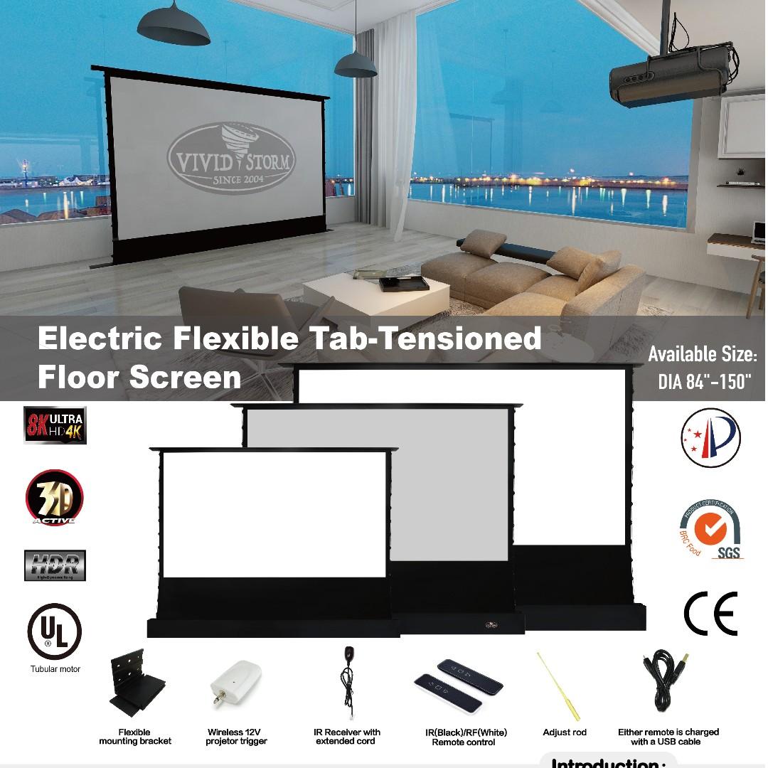 100" S PRO VIVIDSTORM Motorized Floor Rising Projection Screen, 16:9 ...