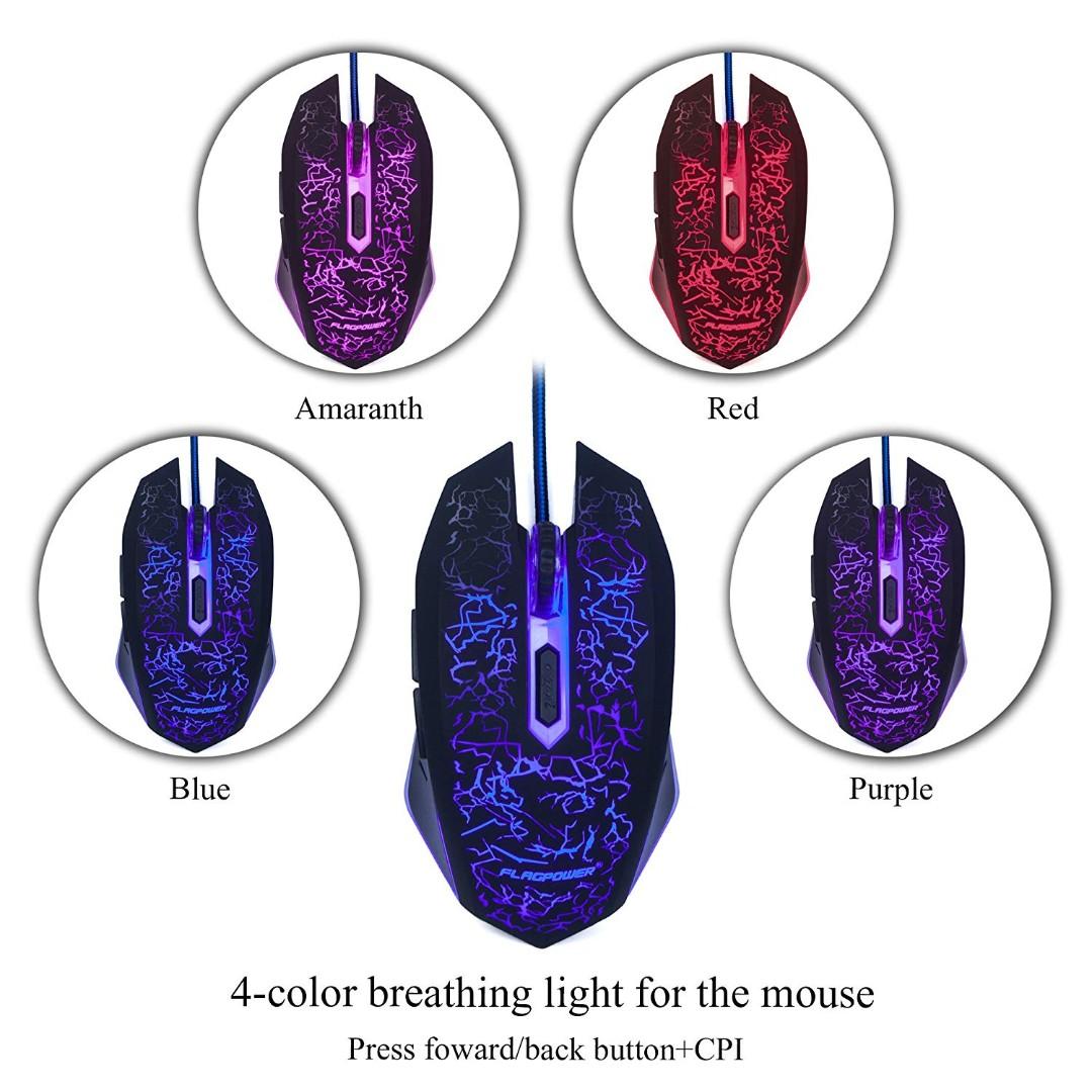 3242) FLAGPOWER Gaming Keyboard and Mouse Combo LED Backlit Mechanical ...