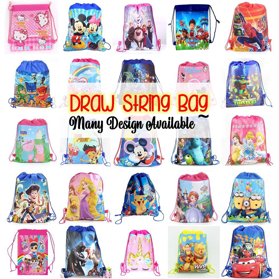 Cartoon A4 Size String bag Drawstring Backpack Swimming Party Goodie ...