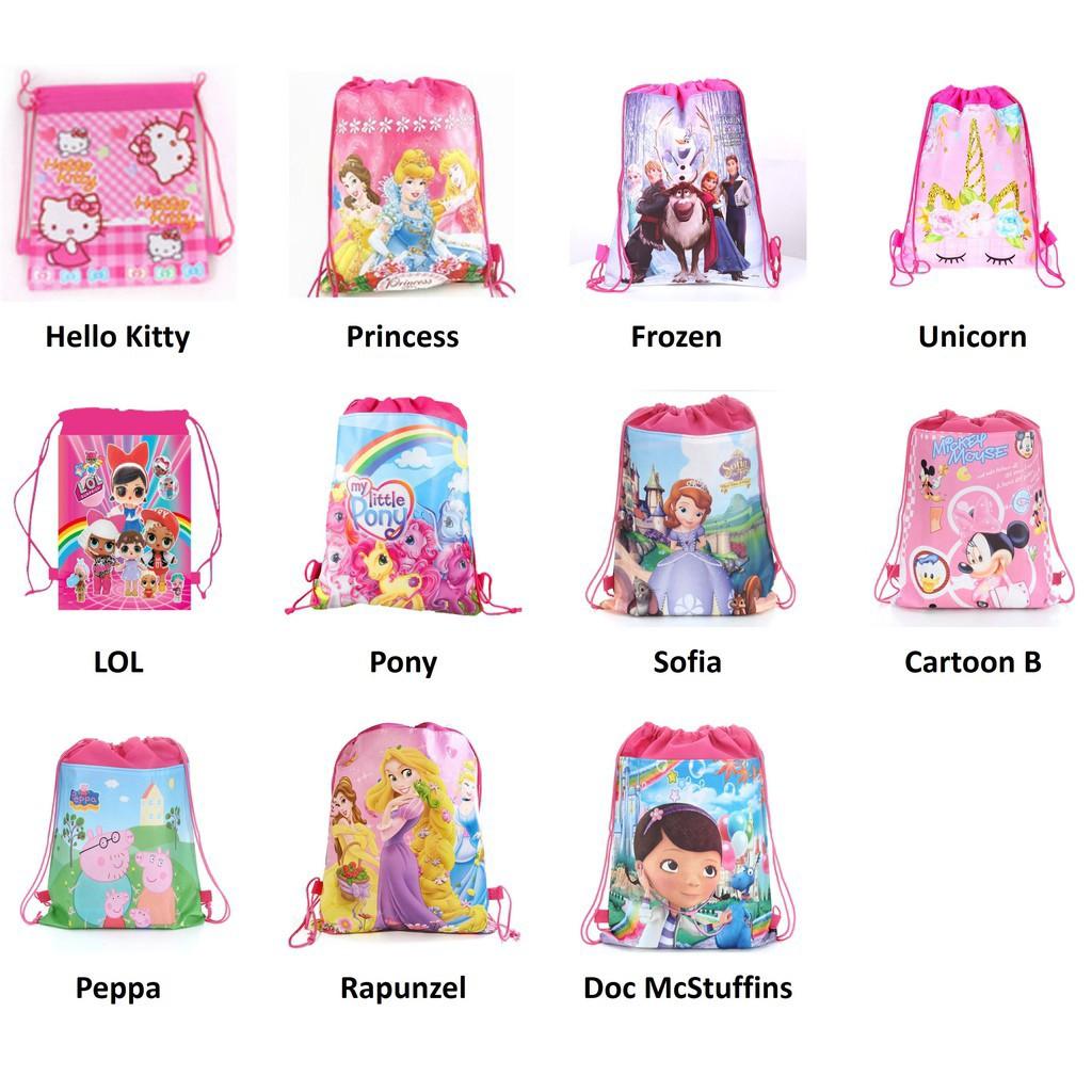 Cartoon A4 Size String bag Drawstring Backpack Swimming Party Goodie ...