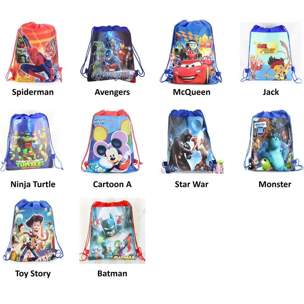 Cartoon A4 Size String bag Drawstring Backpack Swimming Party Goodie ...
