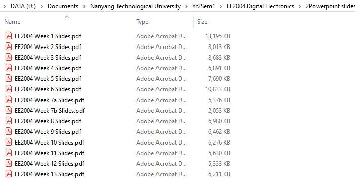 EE2004 IM1004 Digital Electronics NTU EEE IEM Notes, Past Year Paper ...