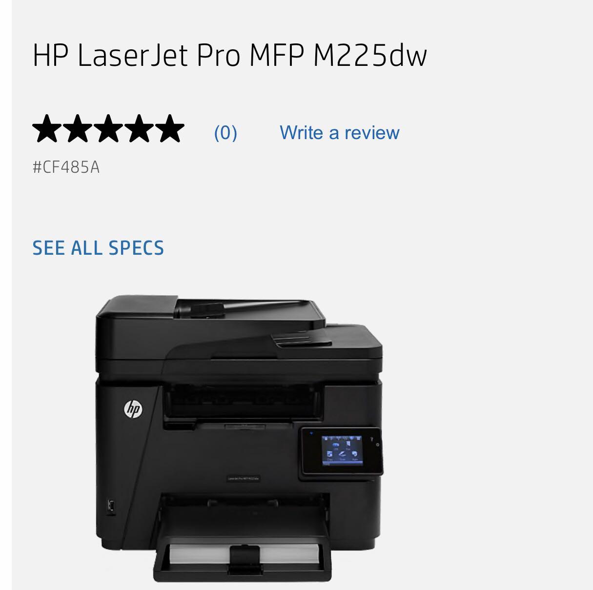 HP Laser Printer Jet Pro M225dw, Computers & Tech, Printers, Scanners ...
