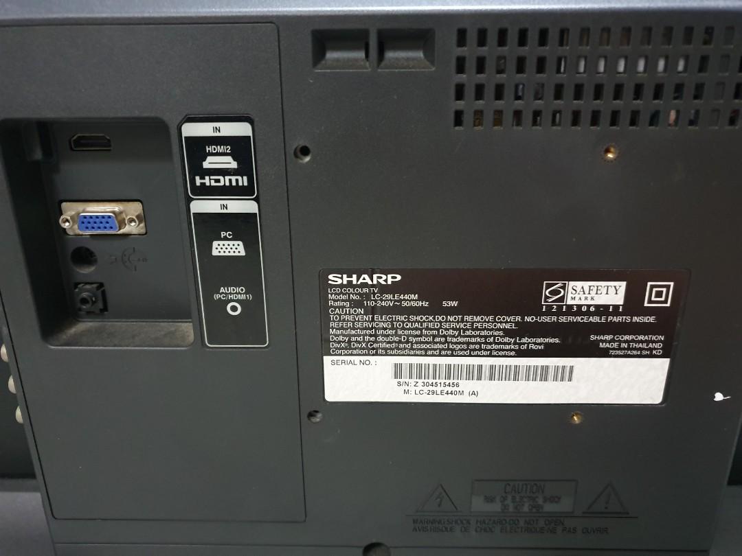 SHARP Aquos 29" TV Screen, TV & Home Appliances, TV & Entertainment, TV on Carousell