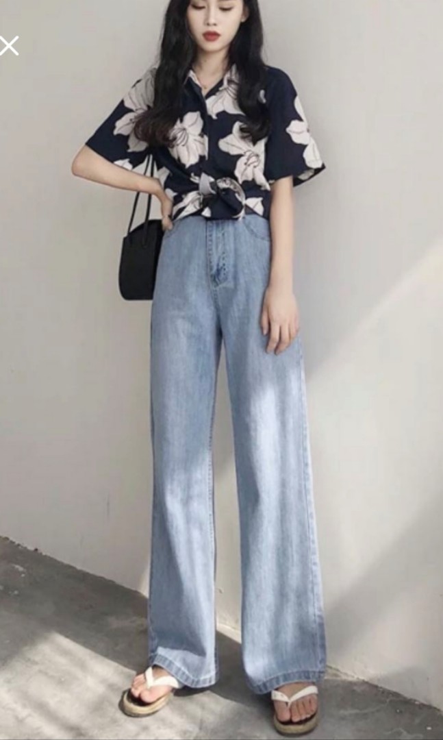 ulzzang boyfriend jeans light blue, Women's Fashion, Bottoms, Jeans ...