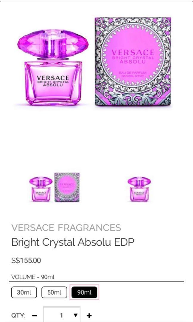 Versace Bright Crystal Absolu, Beauty & Personal Care, Fragrance ...