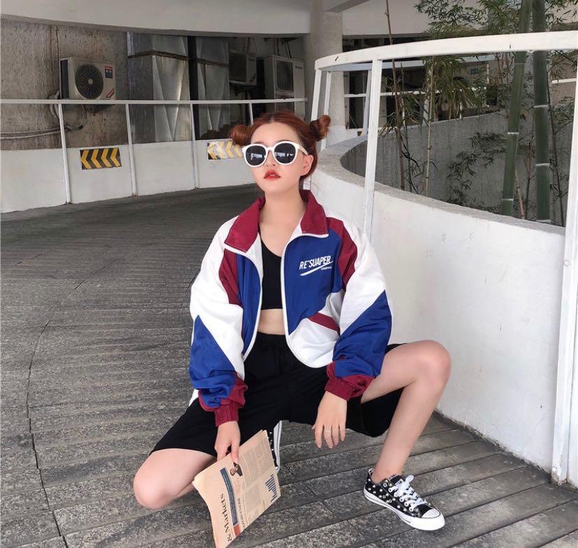 #551 (3 COLOURS) blue / red / green refusion colourblock windbreaker ...