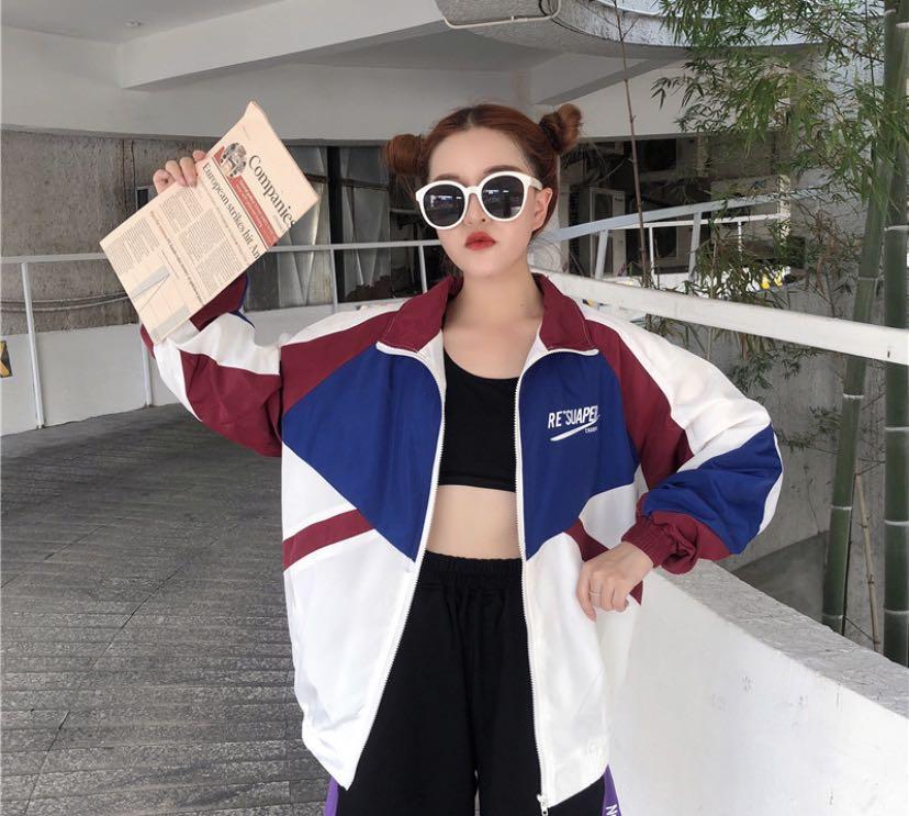 #551 (3 COLOURS) blue / red / green refusion colourblock windbreaker ...