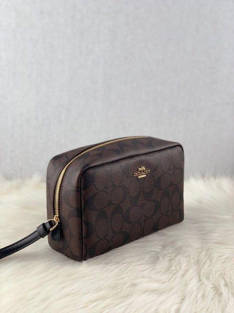 Coach Boxy Cosmetic Case in Signature Canvas Brown/Black, Luxury, Bags ...
