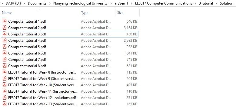 EE3017 IM2003 Computer Communications NTU EEE IEM Notes, Tutorials ...