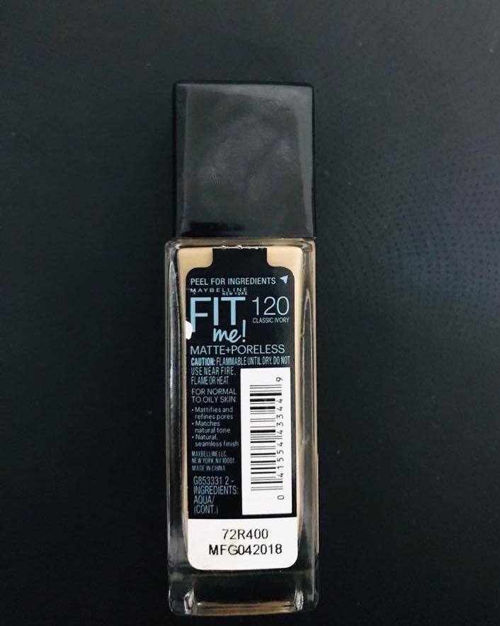 Fit Me Matte Poreless Foundation Code 120 (Classic Ivory), Beauty ...