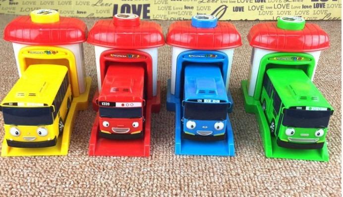 Tayo The Little Bus 4pcs/set with Parking Lot Ejection Garage (Singapore Seller), Hobbies & Toys ...