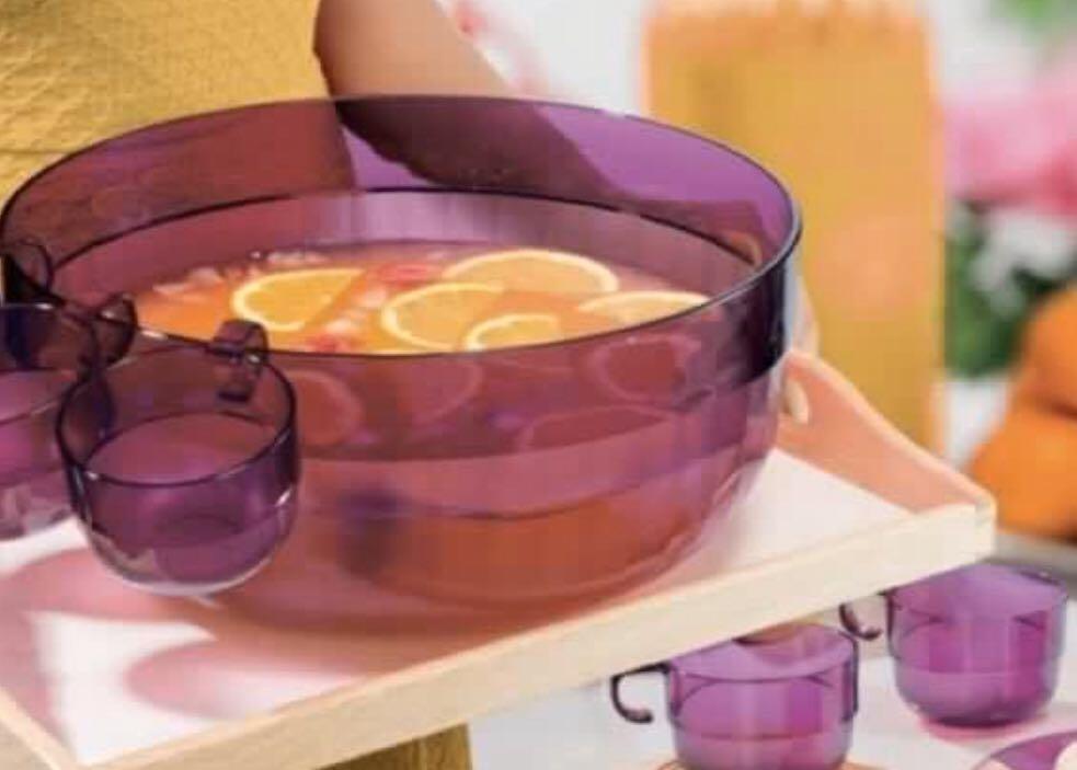 Tupperware punch bowl set - 6 L (cocktail bowl) with 10 cups, Furniture ...