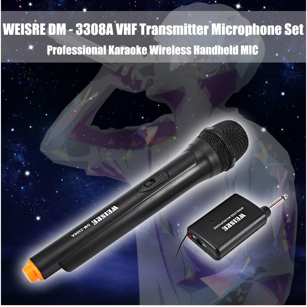 WEISRE DM-3308A Professional Karaoke Wireless Handheld VHF Microphone ...