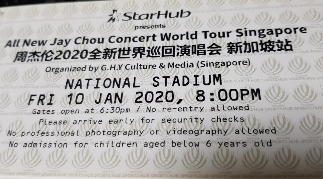 2x Jay Chou Concert Singapore 2020 Cat 4, Tickets & Vouchers, Event ...