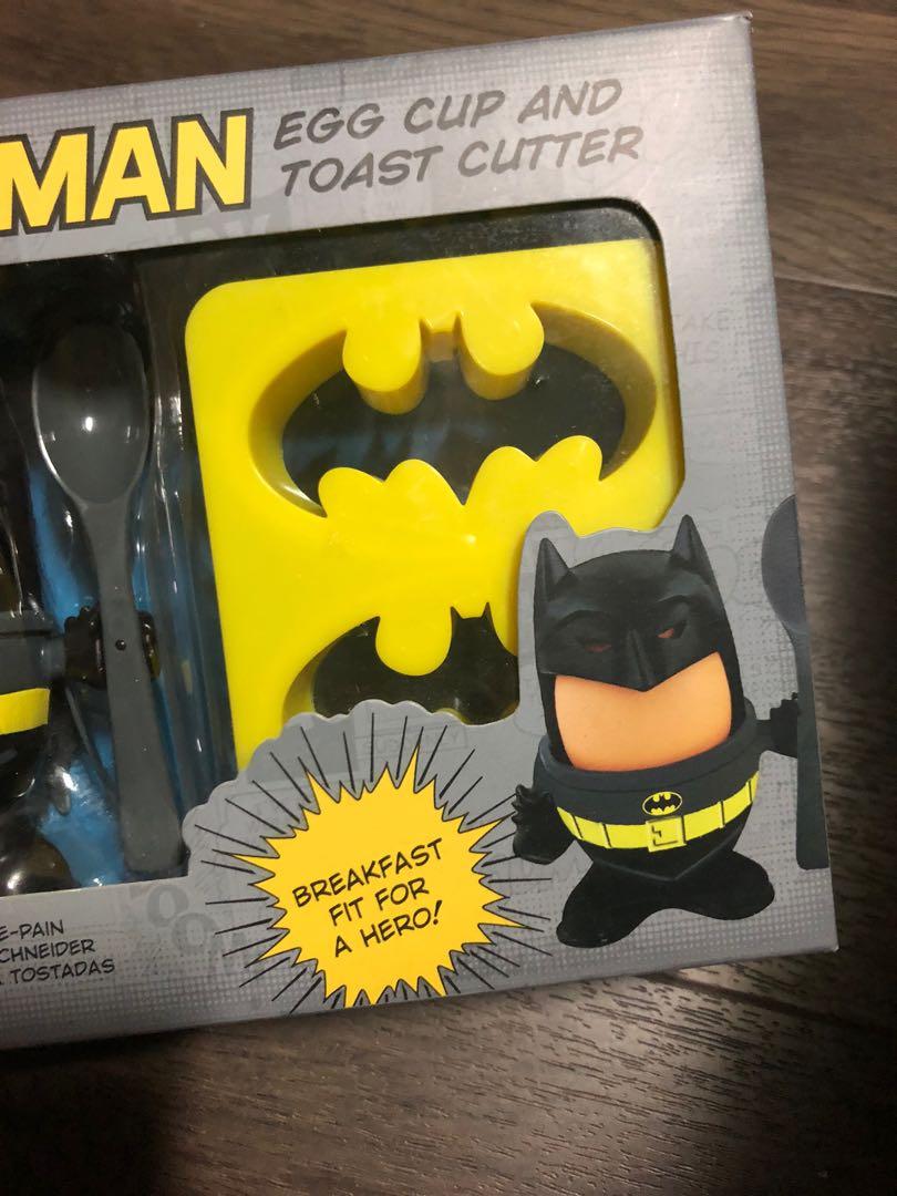 DC Comics Official Batman Topper, Egg Cup and Bat Logo Toast Cutter ...