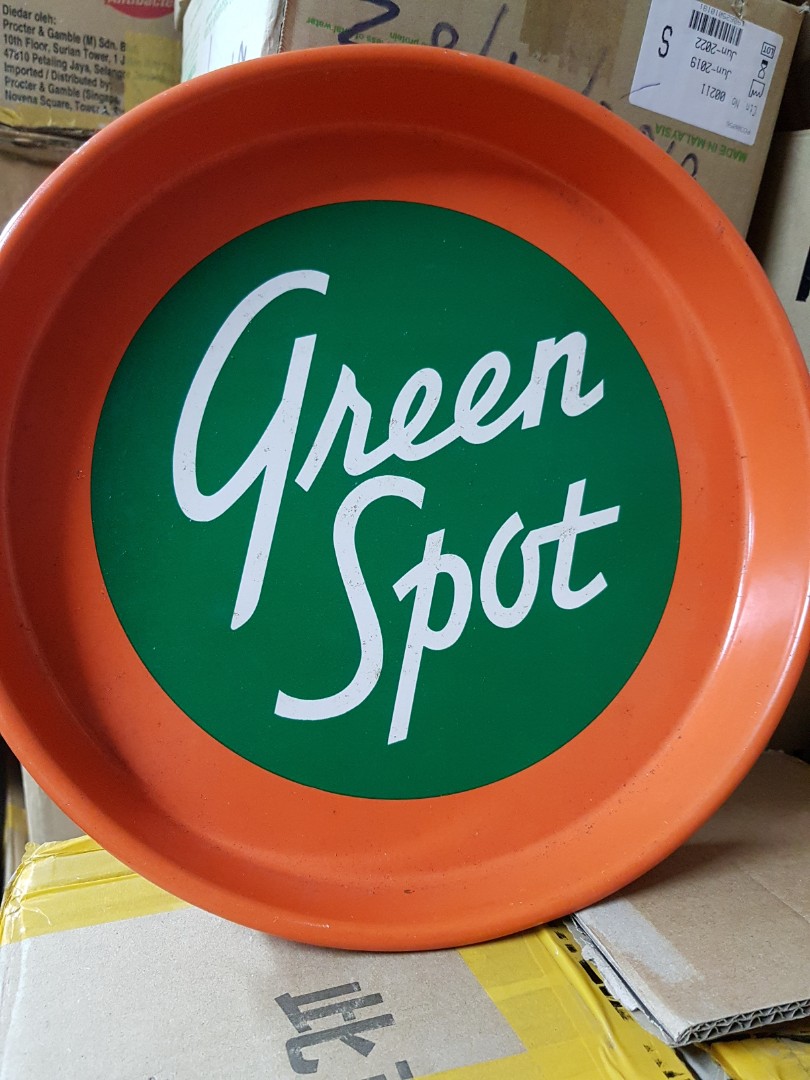 Vintage Green Spot Soda tin metal serving tray, Furniture & Home Living ...