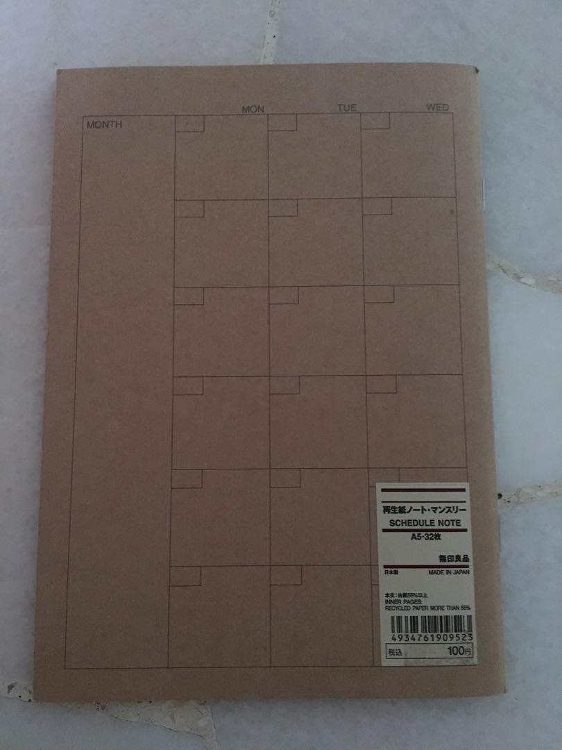 Muji A5 Monthly Blank Schedule Book / Planner, Hobbies & Toys ...