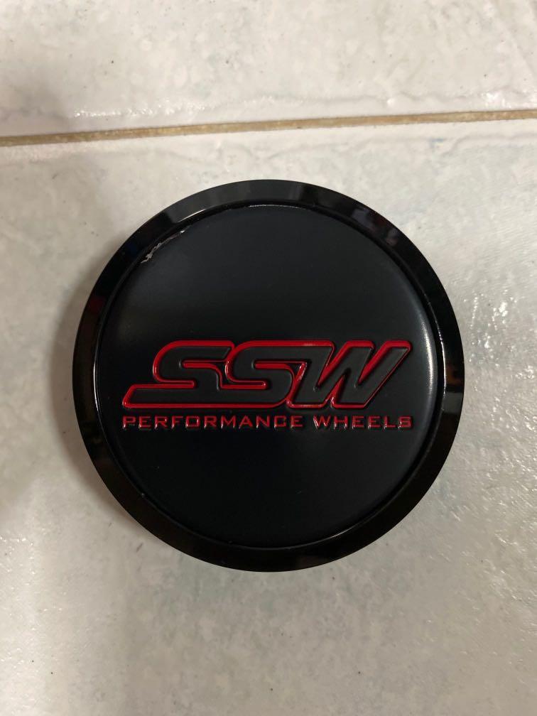 Red Black SSW Rim center cap, Car Accessories, Tyres & Rims on Carousell