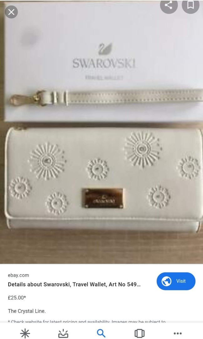 Swarovski Wallet White (Original), Women's Fashion, Bags & Wallets ...