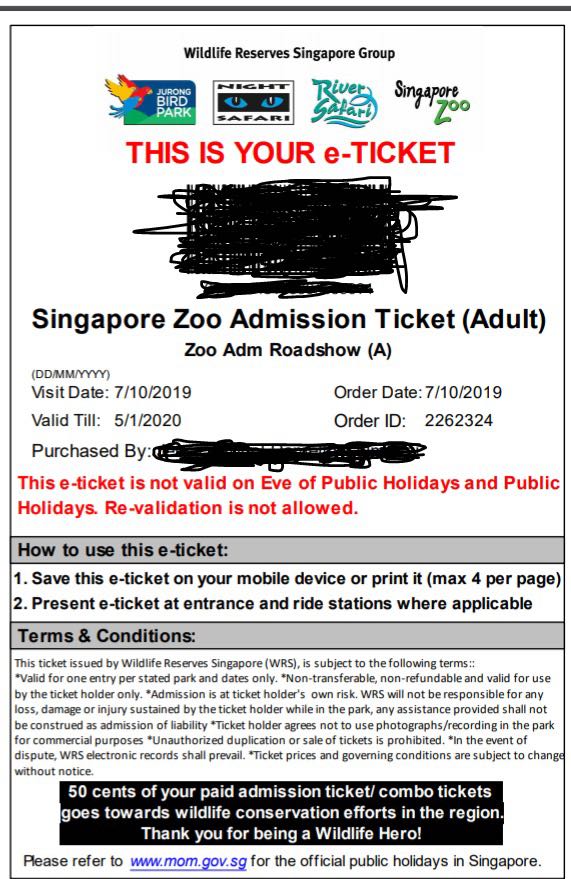 2 Singapore Zoo Admission Tickets (adults) with 50% off discount ...