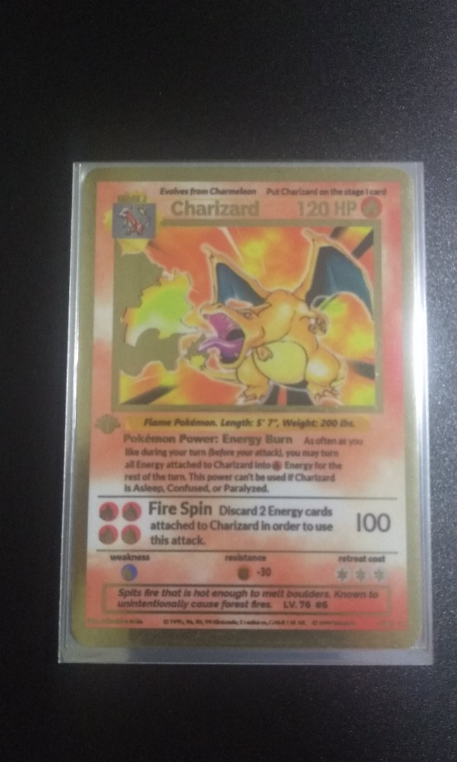 Charizard 1st edition custom gold border card, Hobbies & Toys, Toys ...