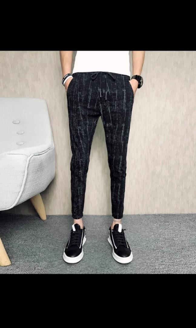 Checkered Pants men slim fit pants black white, Men's Fashion, Bottoms ...