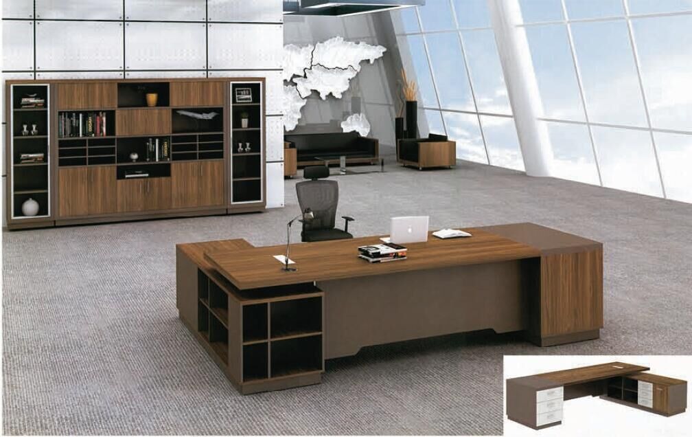 DT 015 Director Table w L-Shape Cabinet / Executive Table, Furniture ...