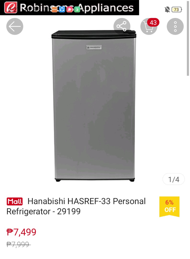 Hanabishi Personal Ref HASREF-33 Model, TV & Home Appliances, Kitchen ...