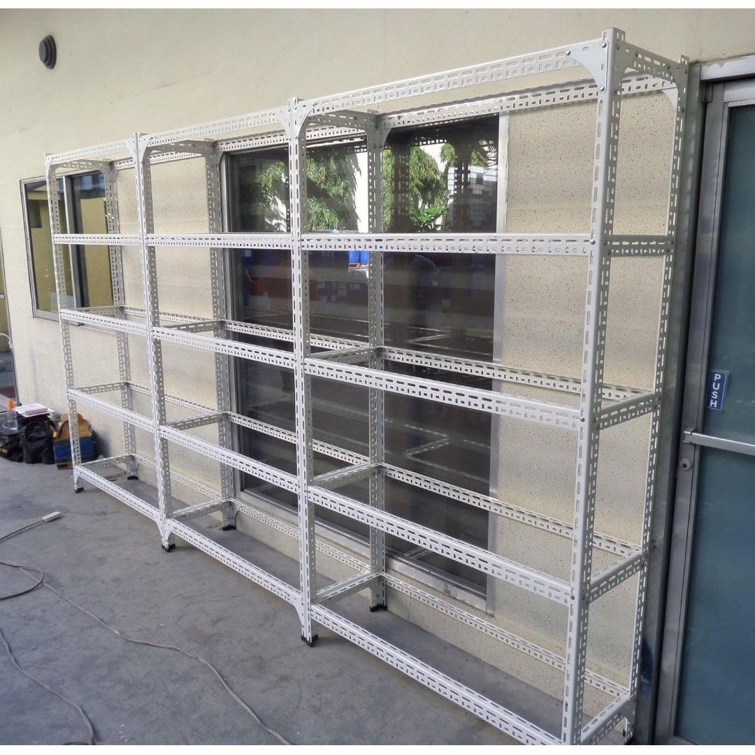 Slotted angle bar - Steel Rack Bolt and Nut wood shelve, Furniture ...