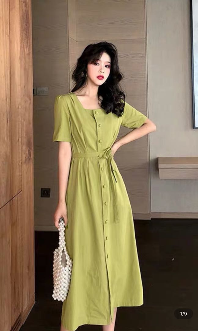 Vintage Avocado Green Dress, Women's Fashion, Tops, Sleeveless on Carousell