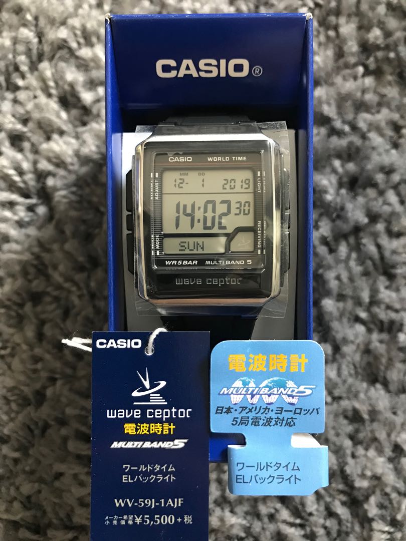 售全新 Casio wave ceptor WV-59J黑色 電波手表, 名牌, 手錶 - Carousell
