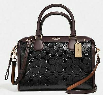 Coach Bennett Embossed Signature Patent Leather Satchel Handbag-OXBLOOD ...