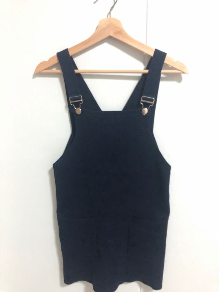 Navy Blue Pinafore, Women's Fashion, Muslimah Fashion, Dresses on Carousell