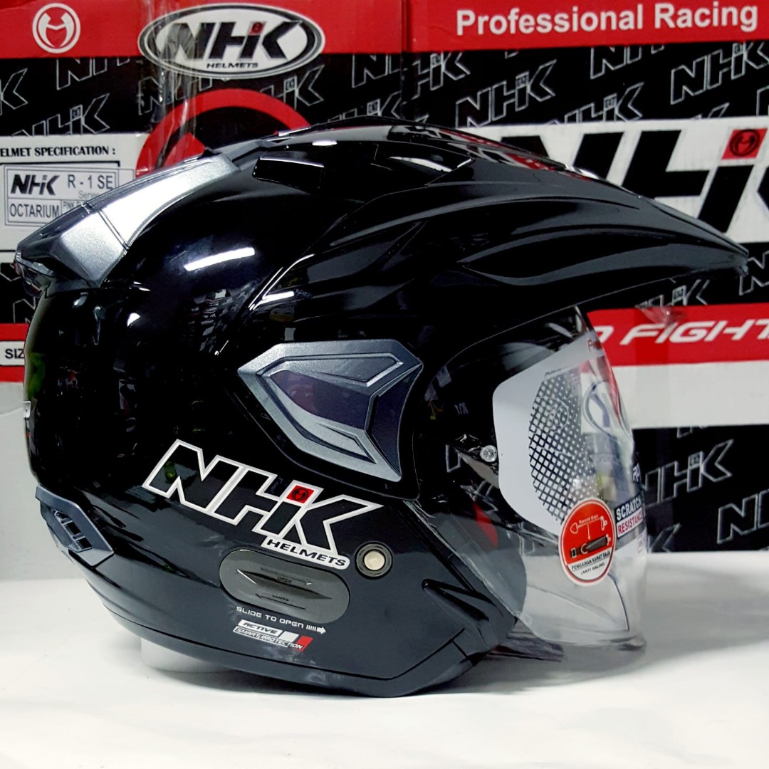 NHK GLOSS BLACK PREDATOR CRYPTON HELMET, Motorcycles, Motorcycle ...