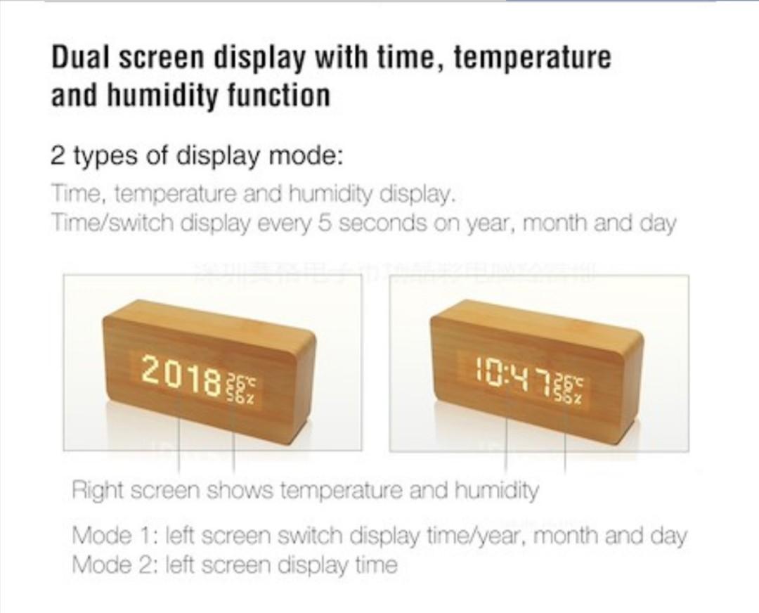 Wooden LED digital clock, Furniture & Home Living, Home Decor, Clocks ...