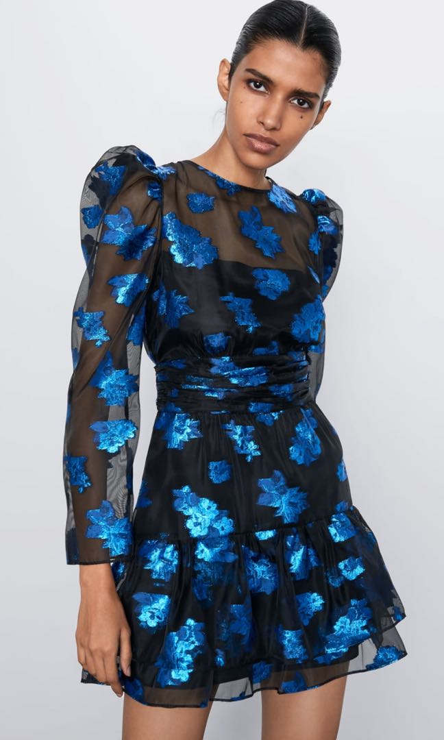 Zara floral organza dress, Women's Fashion, Dresses & Sets, Dresses on ...